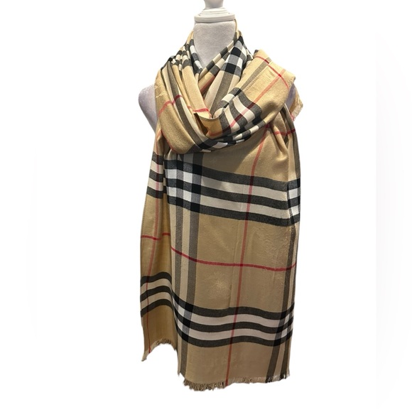Burberry | Accessories | Burberry Authentic London Wide Check Cashmere Silk Scarf | Poshmark